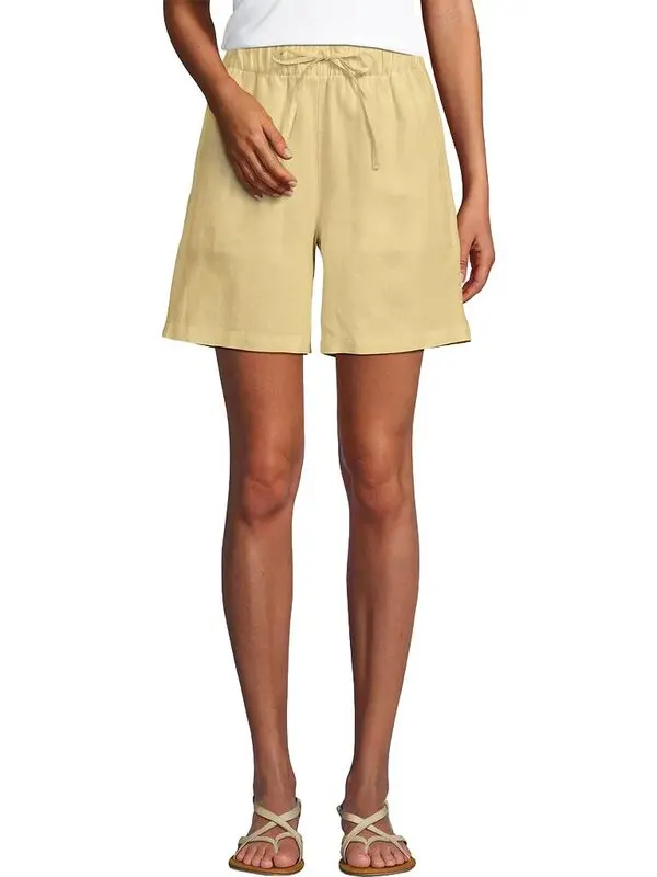 LANDS' END Linen High-rise 7" Shorts - Pale Sunbeam Yellow