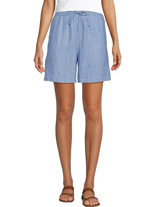 LANDS' END Linen High-rise 7" Shorts - Soft Blue Linen