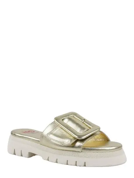 NATIONAL COMFORT Platform Slide Sandal - Gold Leather