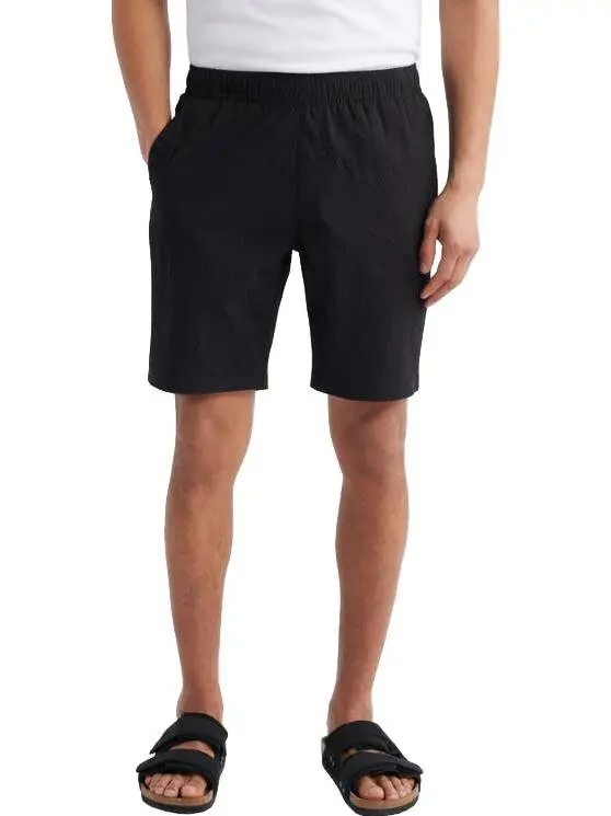 W.R.K Slim Fit Drawstring Seersucker Shorts - Black
