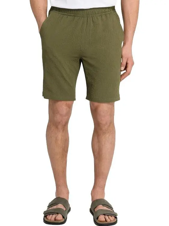 W.R.K Slim Fit Drawstring Seersucker Shorts - Green