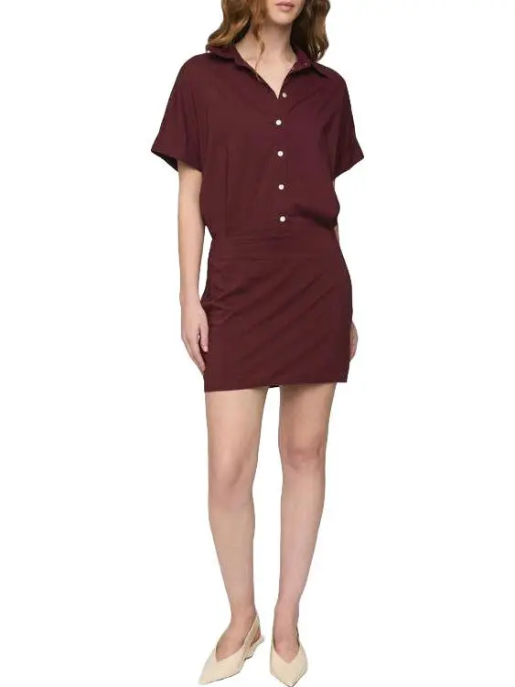 PISTOLA Blythe Stretch Cotton Mini Shirtdress - Cabernet