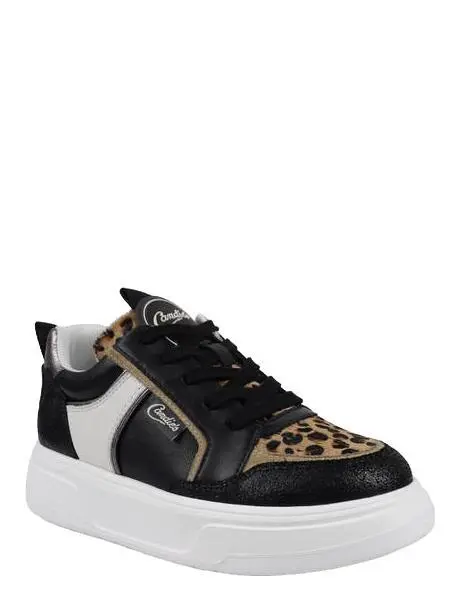 CANDIE'S Lancer Platform Sneakers - Black/ Latte Calf Hair
