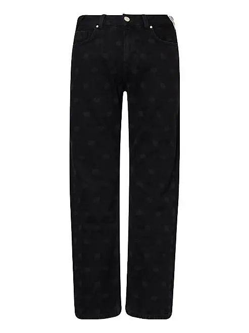 THE COUTURE CLUB Laser Print Emblem Straight-leg Denim Jeans - Blackwash