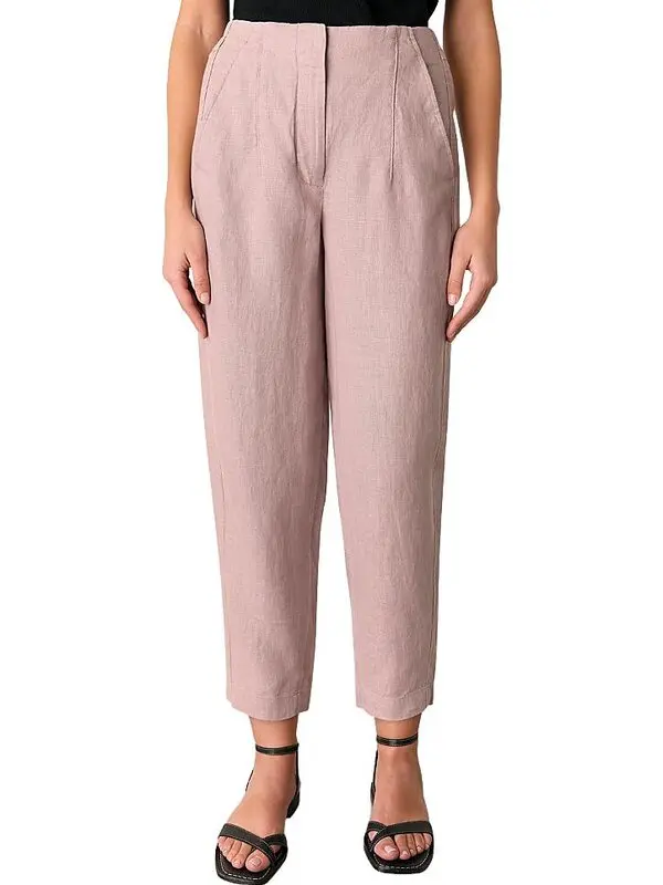 Whistles Linen Barrel Leg Pants - Dusty Pink