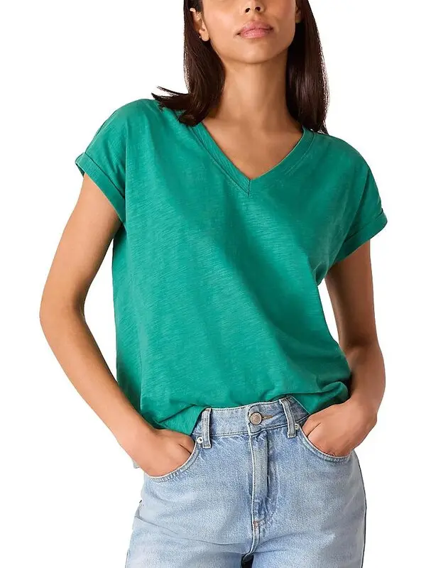 Whistles Willa V-neck Cap Sleeved Tee - Green