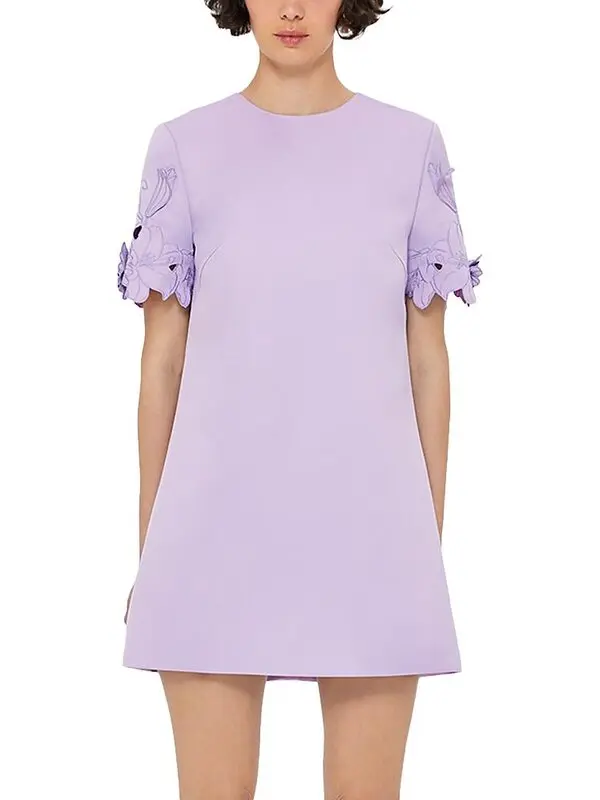 LEO LIN Aurie Applique Short Sleeve Mini Dress - Lilac