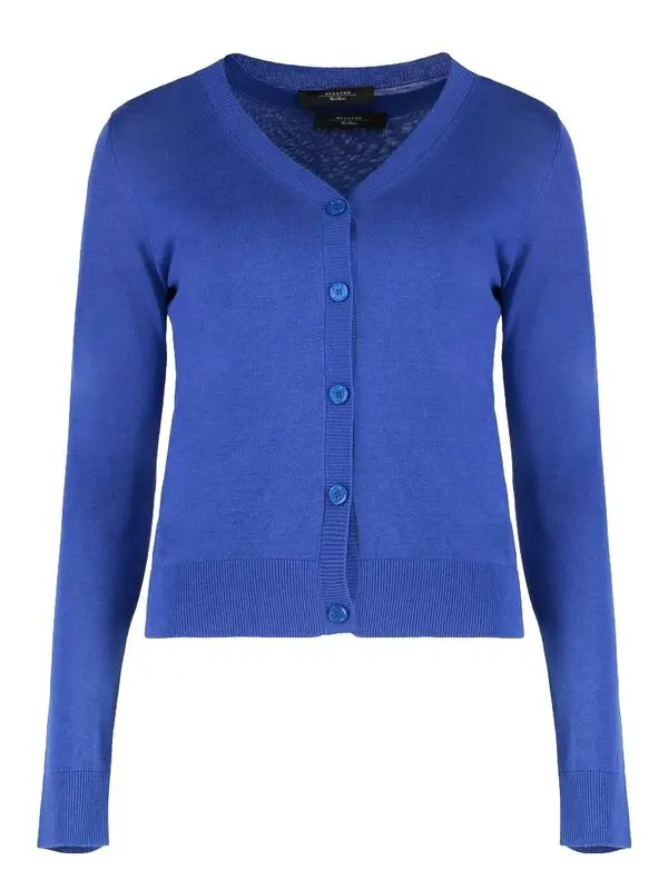 Max Mara Marabu Silk And Linen Cardigan - Blue