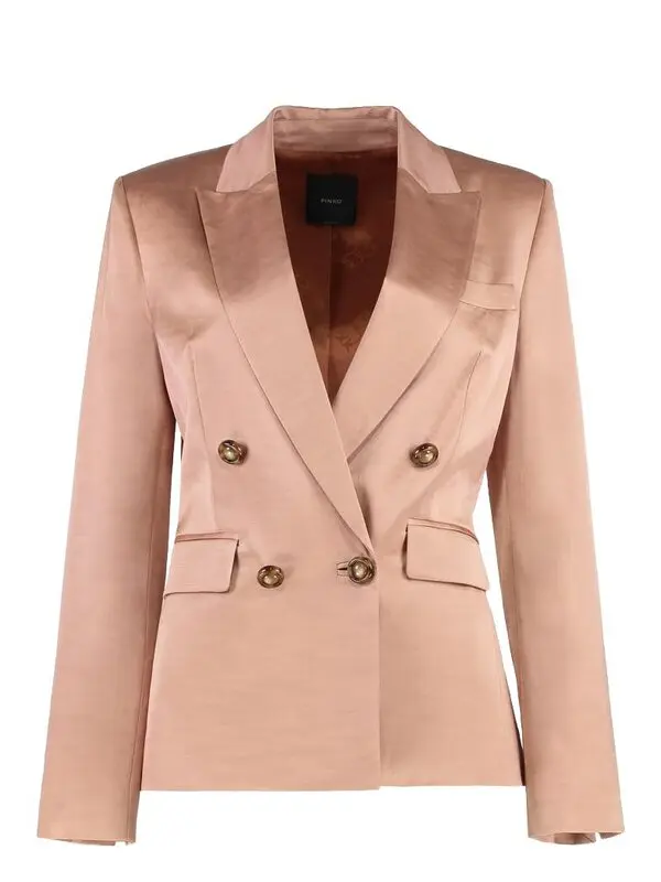 Pinko Satin Double-breasted Blazer - Pink