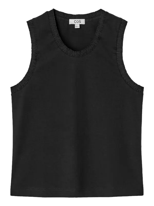 Cos Gathered Cotton Tank Top - Black