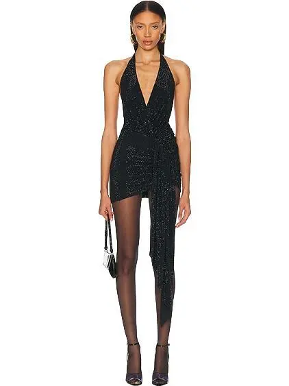 Alexandre Vauthier Macro Crystal Mini Dress - Black