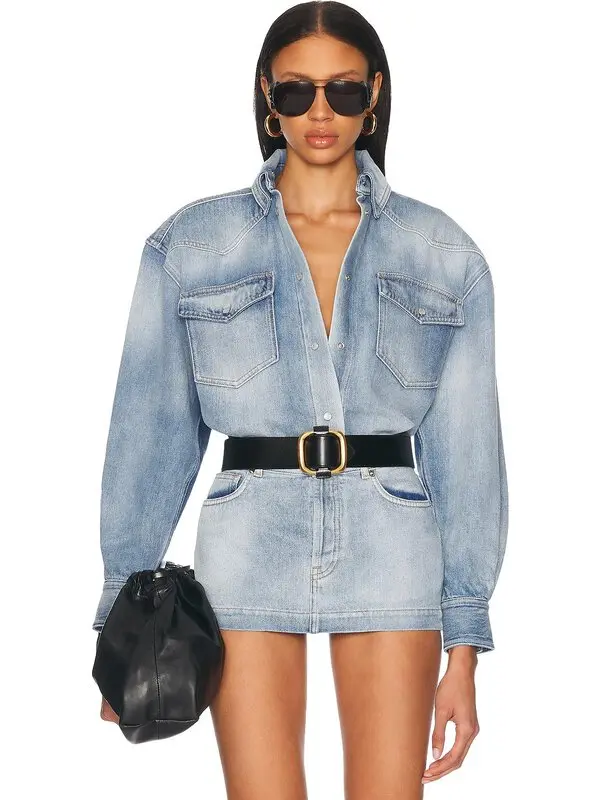 Alexandre Vauthier Denim Button-down Top - Indigo