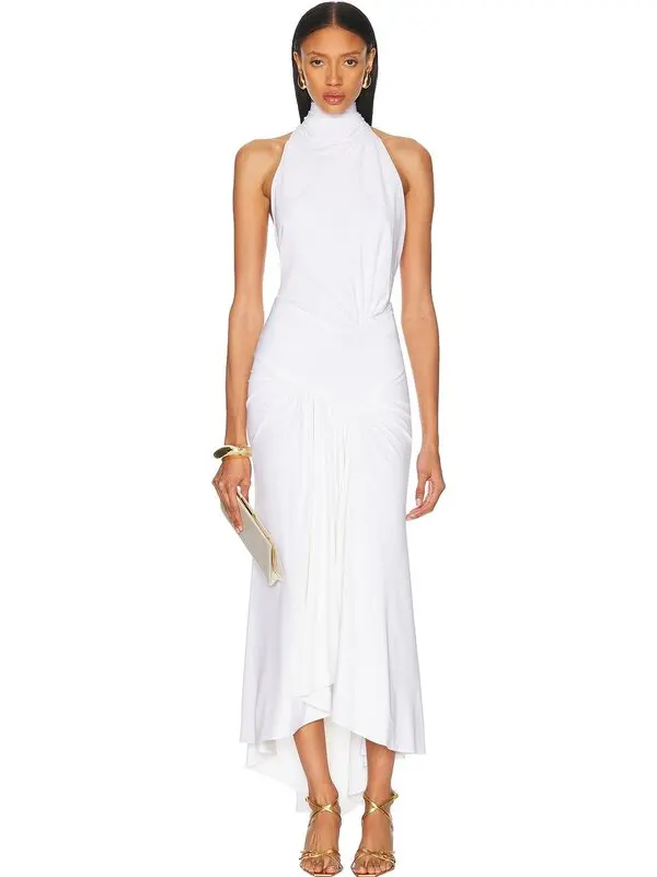 Alexandre Vauthier Halter Neck Midi Dress - Optical White