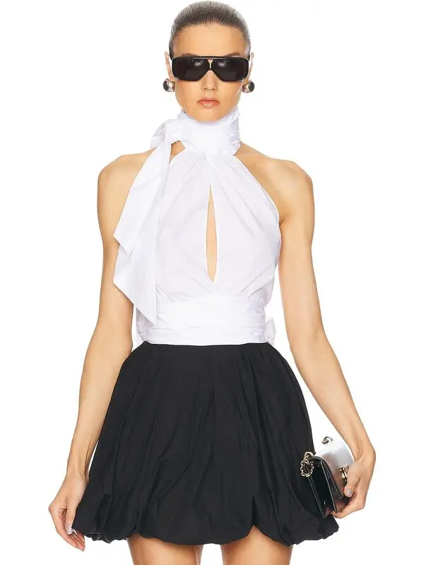Alexandre Vauthier Poplin Sleeveless Blouse - White