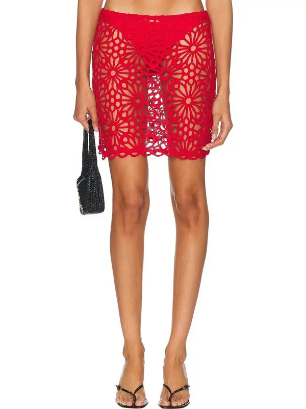 Norma Kamali Straight Mini Skirt - Tiger Red