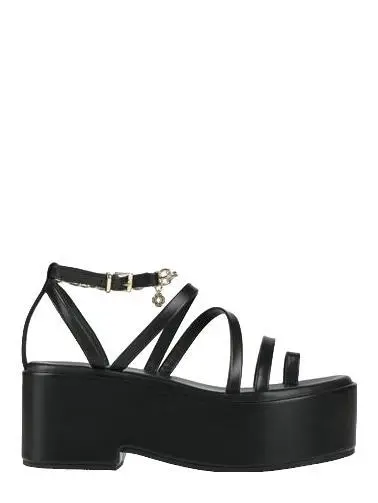 Maje Thong Wedge Sandals - Black
