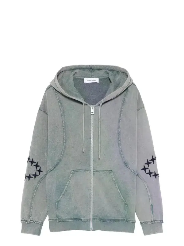 ÉTUDES STUDIO Embroidered Motif Zip Up Hoodie - Blue