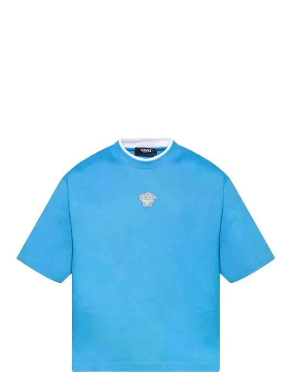 Versace Medusa-embroidered T-shirt - Blue
