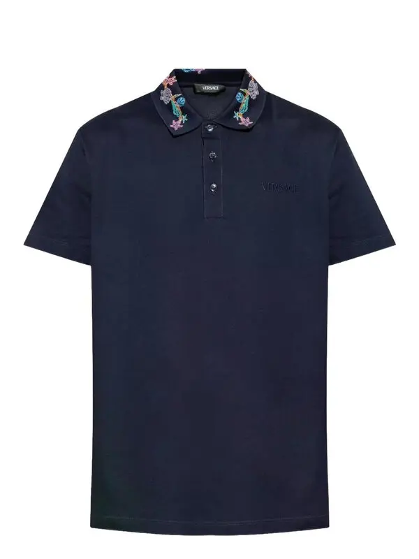 Versace Logo-embroidered Polo Shirt - Blue