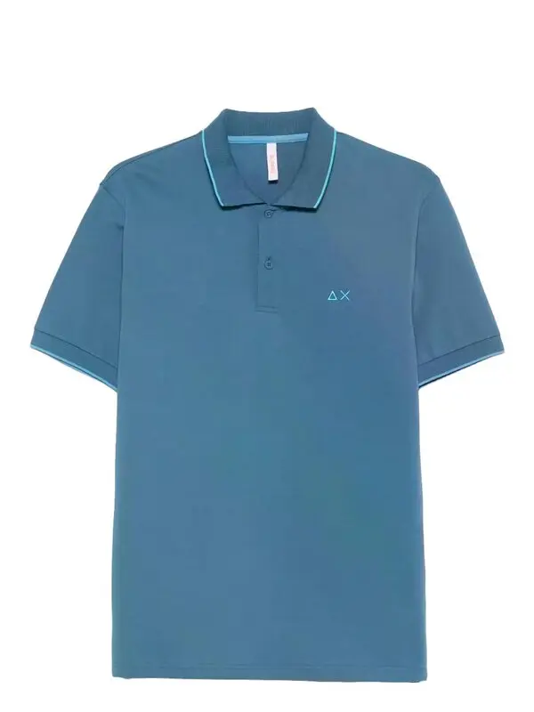 SUN 68 Contrast-trim Polo Shirt - Blue