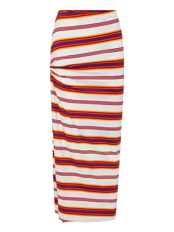 Rabanne Striped Draped Skirt - White