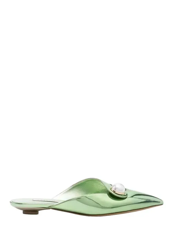 Casadei Blade Flat Mules - Green