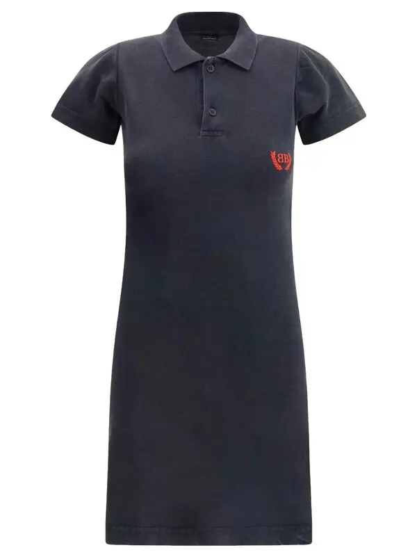 Balenciaga Polo-collar Mini Dress - Black