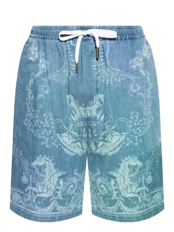 Versace Barocco Sea Denim Shorts - Blue