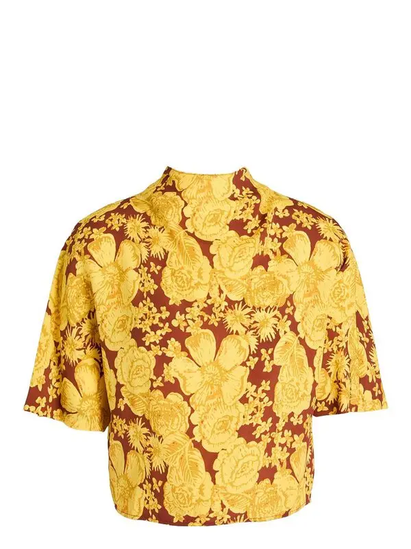 Diane Von Furstenberg Olympia Floral-print Crepe Top - Marigold