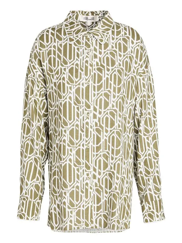 Diane Von Furstenberg Artemis Printed Woven Shirt - Army Green