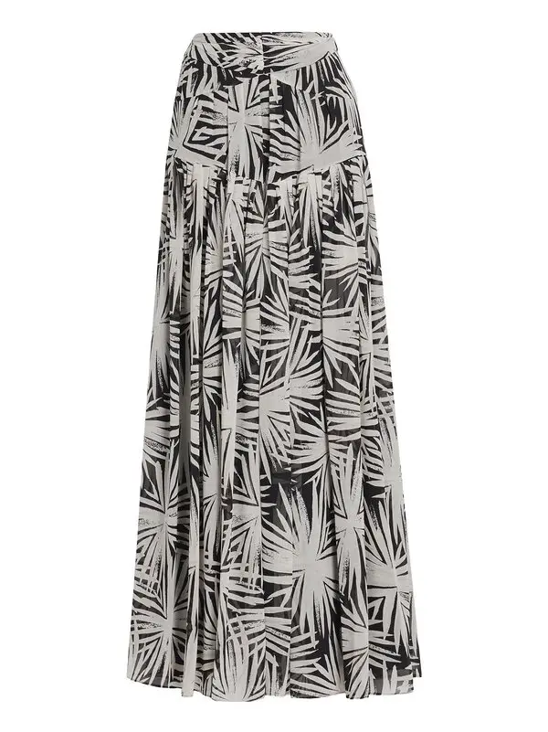 Diane Von Furstenberg Amira Gathered Printed Chiffon Maxi Skirt - Black