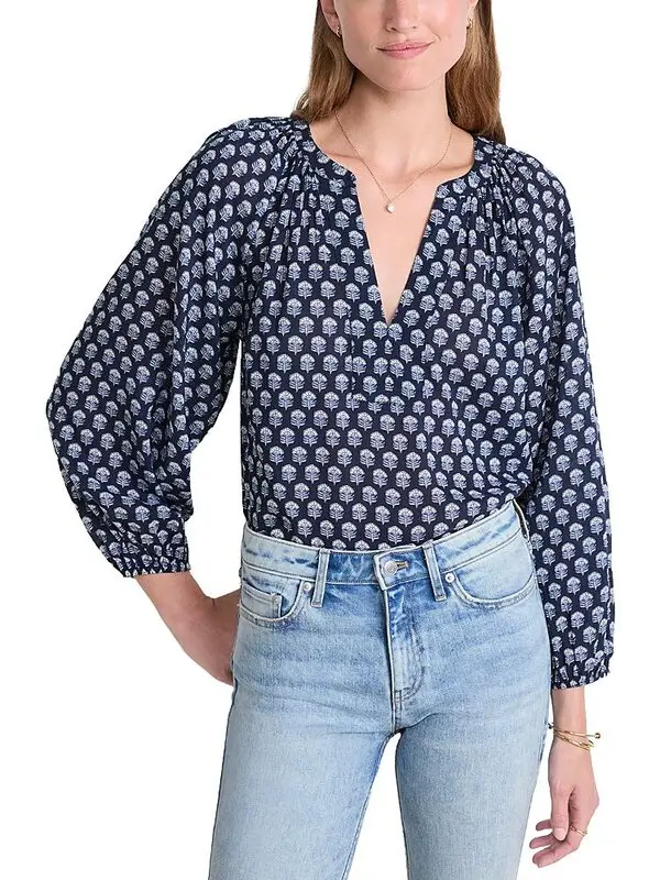 Vineyard Vines Emilia Printed Top - Avi Block Naut Navy