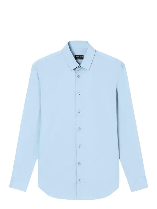Giorgio Armani Slim-fit Shirt In Cotton Poplin - Light_blue