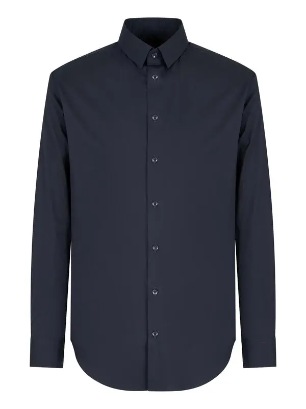 Giorgio Armani Slim-fit Shirt In Cotton Poplin - Navy_blue