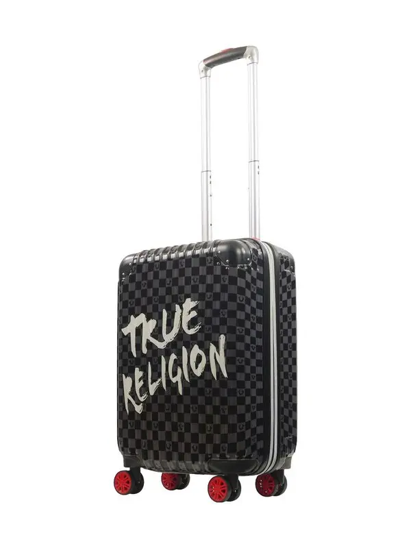 True Religion 22.5" Checkered Hardcase Carry-on With Logo - Black