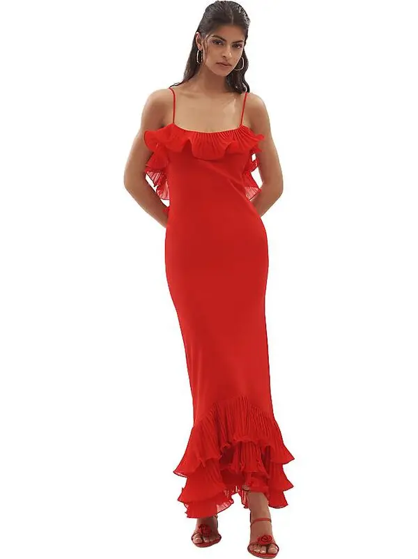 DELFI COLLECTIVE Dela Ruffled Open-back Maxi Dress - Red
