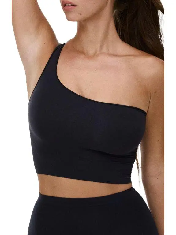NOODY Seamless One Shoulder Top - Black