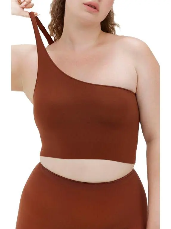NOODY Seamless One Shoulder Top - Brown