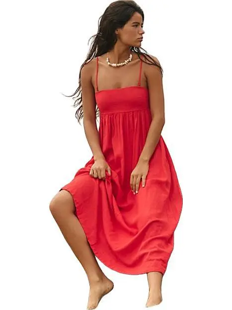 Free People Halo Babydoll Midi Dress - Cherry Tomato