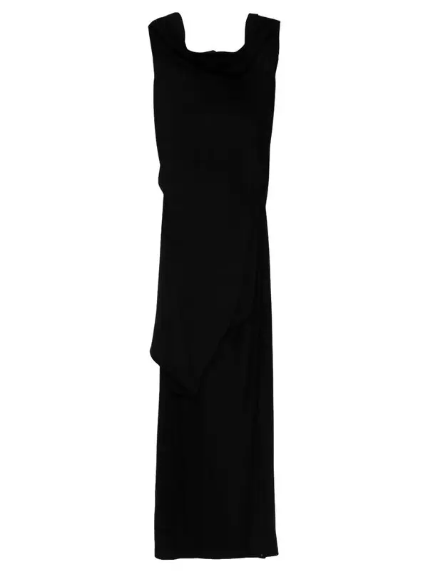 YEHUAFAN Wool Maxi Dress - Black