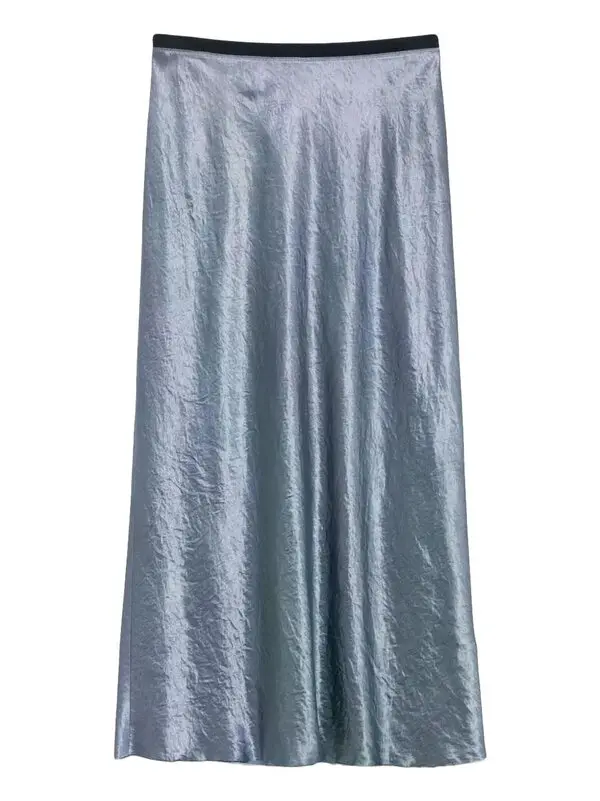 Vince Satin Bias Midi Skirt - Blue