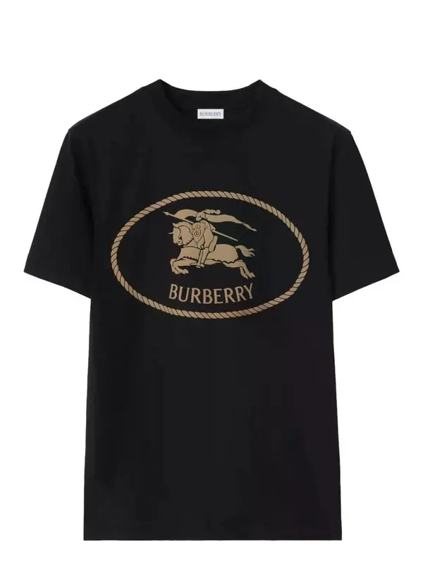 Burberry Knight-stamp Cotton T-shirt - Black