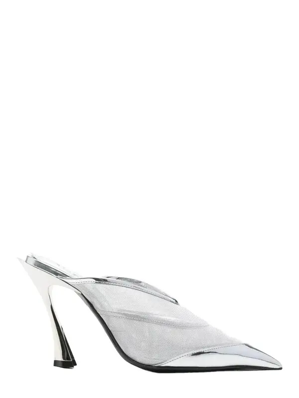 MUGLER 95mm Fang Mules - Silver