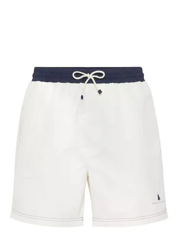 Brunello Cucinelli Logo-print Swim Shorts - White
