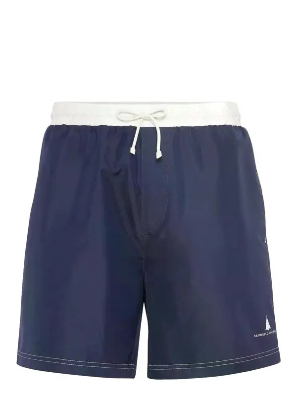 Brunello Cucinelli Logo-print Swim Shorts - Blue