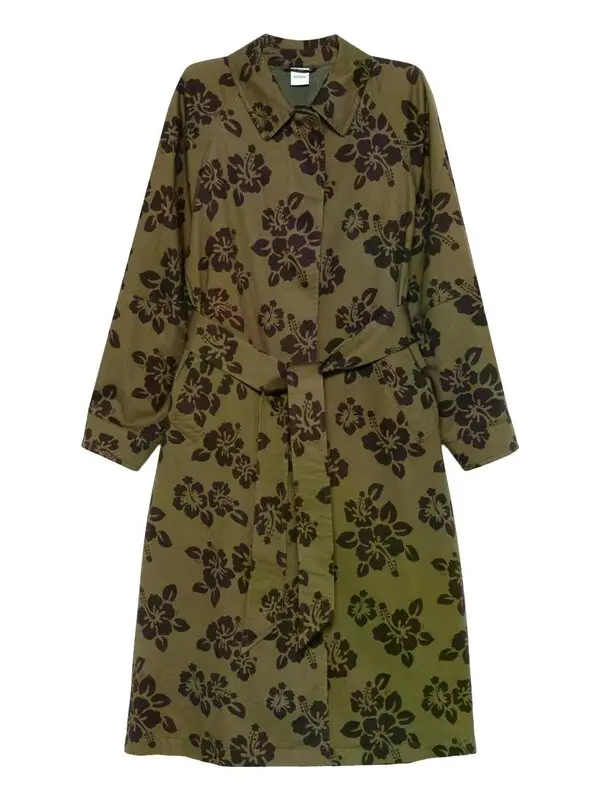 Aspesi Hibiscus-print Coat - Green
