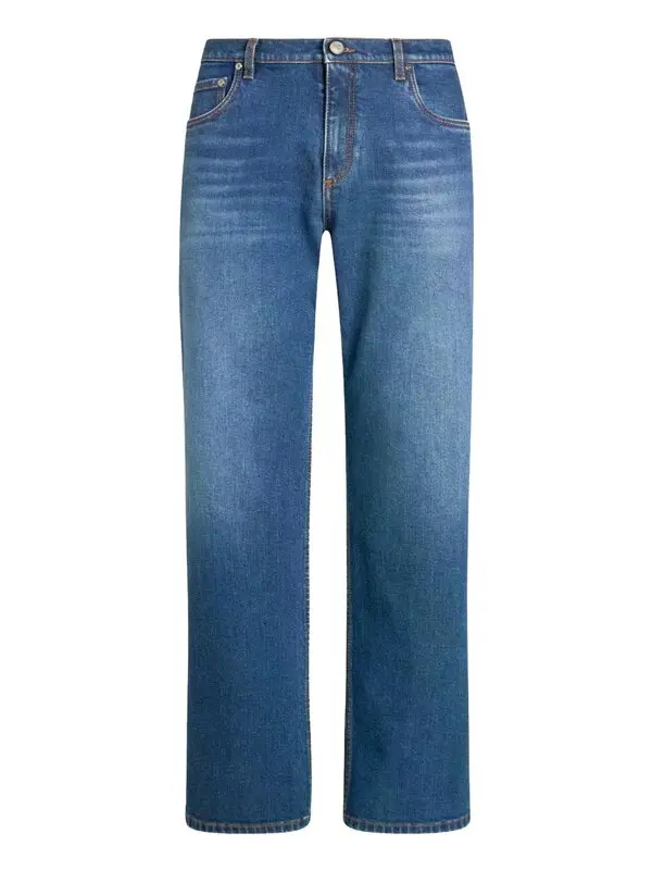 Etro Pegaso-embroidered Straight Leg Jeans - Blue