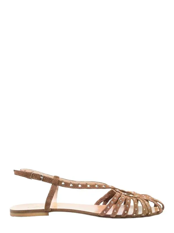 ANNA F. Suede Slingback Sandals - Brown