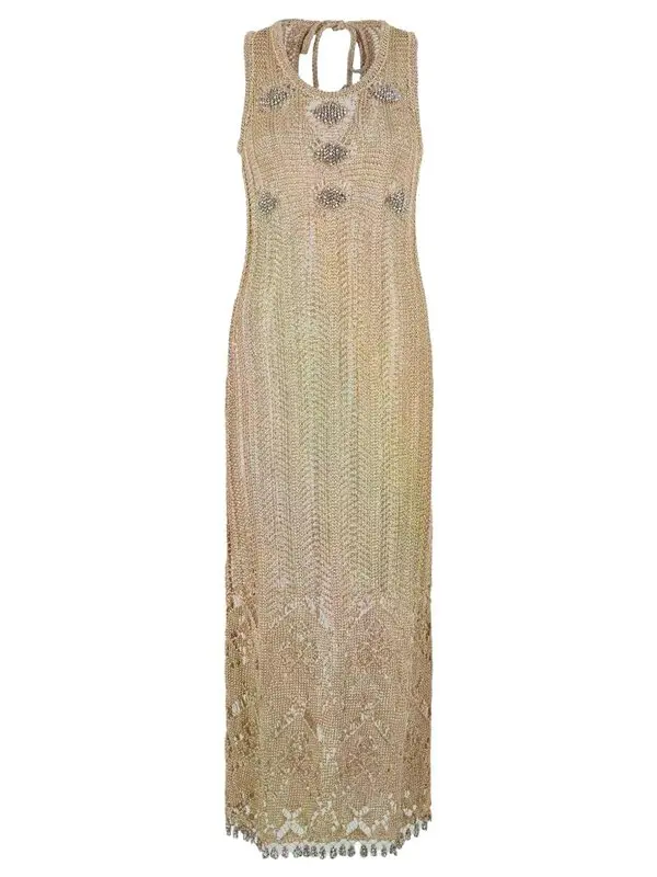 Rabanne Crochet Midi Dress - Neutrals