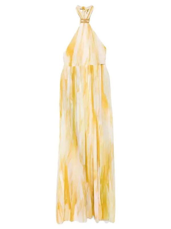Elisabetta Franchi Abstract-print Maxi Dress - Yellow